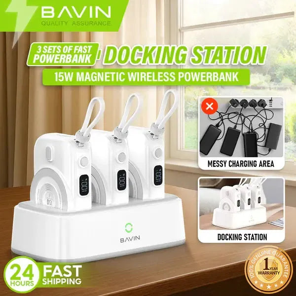 BAVIN Y-PC1130 Docking Station Magnetic Wireless Powerbank w/ Built-in ...