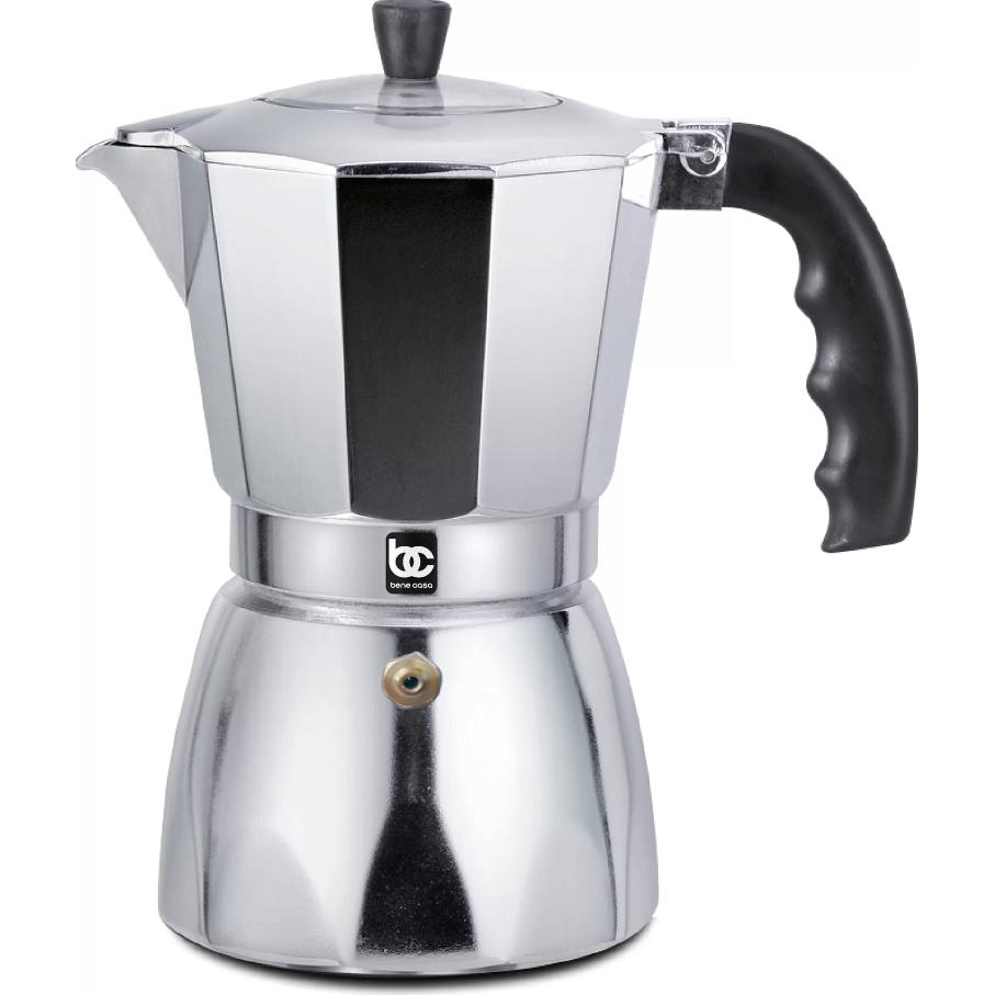 Bene Casa Aluminum Stove Top 3-Cup Espresso Maker w/ Transparent Lid ...